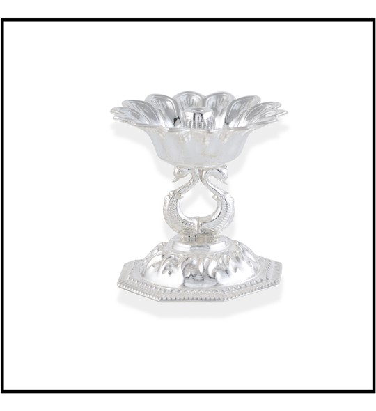 Silver Peacock Deepam - Order Now