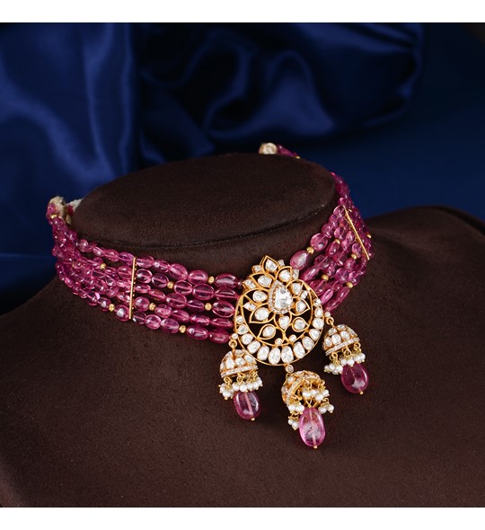 Ruby Polki Choker - Krishna Jewellers Pearls and Gems
