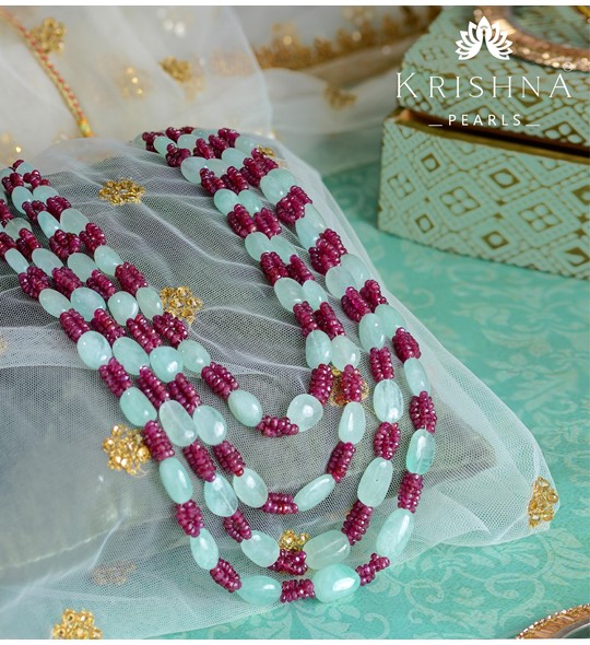 Buy Ruby and emerald necklace | krishnajewellers.com | Worldwide Delivery