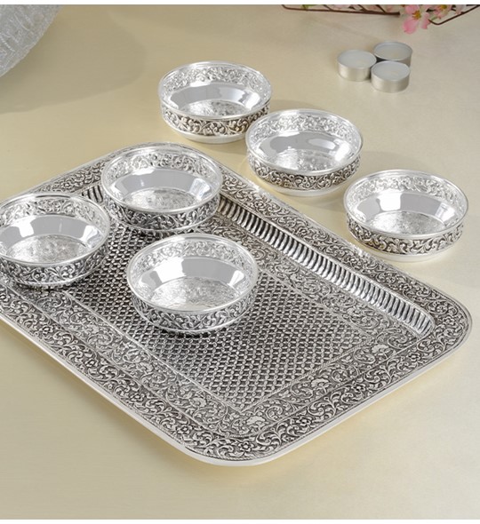 Buy Antique Silver Serving Tray | Krishnajewellers.com