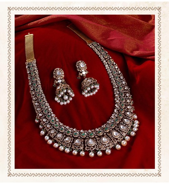 Victorian Polki Diamond Bridal Haram Set - Krishna Jewellers Pearls and ...