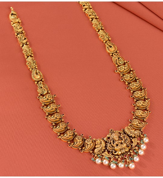 Splendid Long Mango Gold Haram - Exclusive